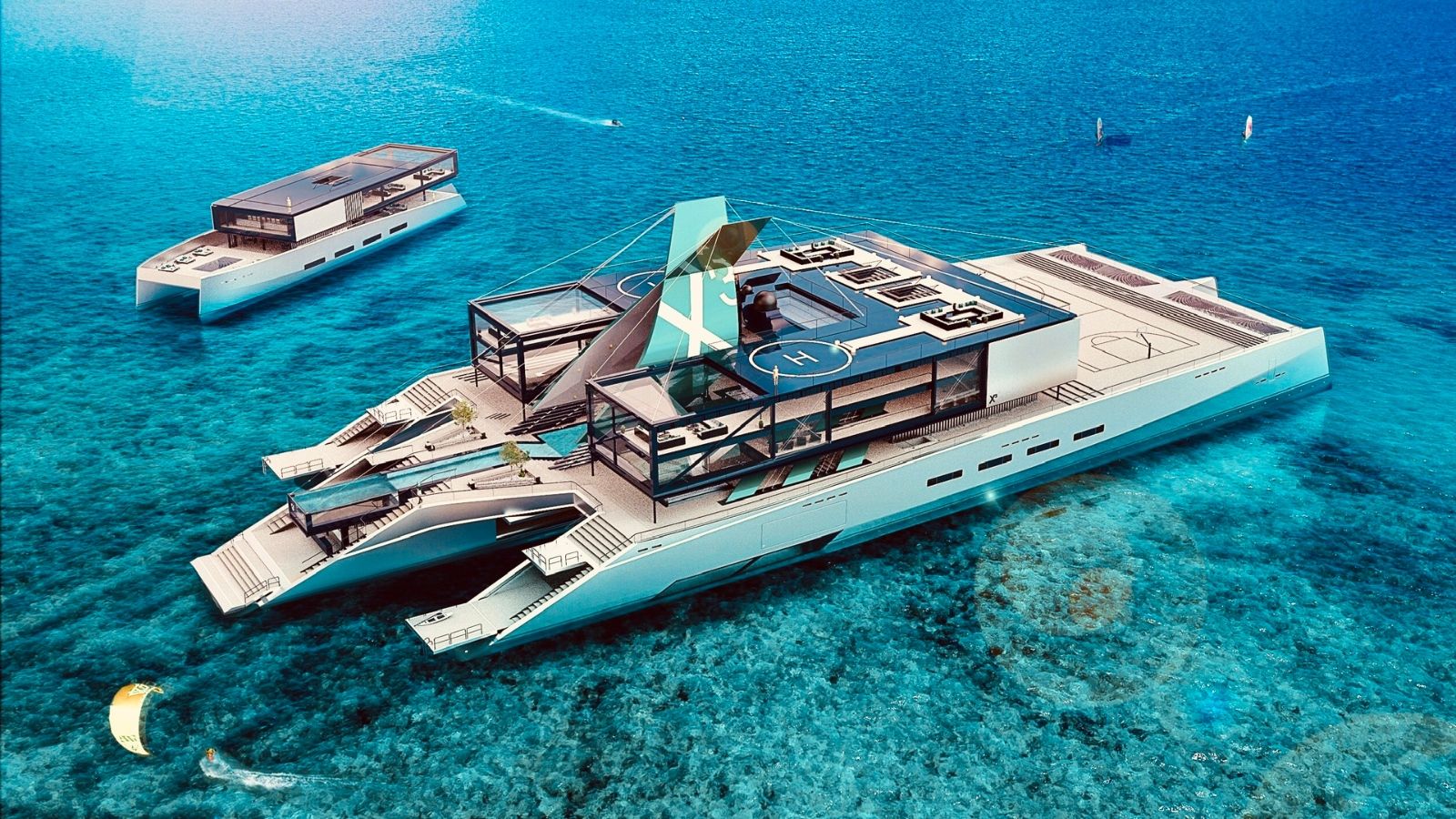 Revealed: 110m sports-focused trimaran concept with climbing walls and ...